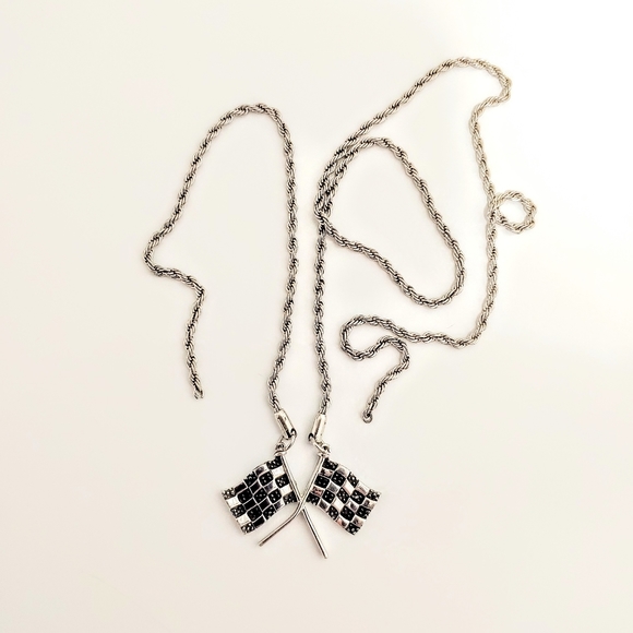 Sun 925 | Accessories | Silver Checkered Flag Pendant | Poshmark